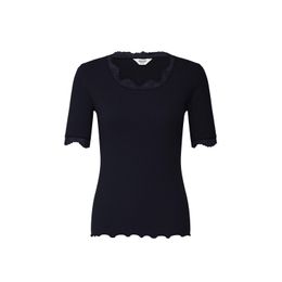 T-Shirt oxmo "T-Shirt OXNSuna Lace", Damen, Gr. L, grau (meteorite), Obermaterial: 47% Baumwolle CO. 47% Modal CMD. 6% Elasthan EL., Shirts T-Shirt
