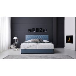 Boxbett "Benita", inkl. Bettkasten", blau (lichtblau), L:207cm, Bezug Bett: 100% Polypropylene;Bezug Matratze: 100% Polyester, ATLANTIC HOME COLLECTION, Komplettbetten, Boxspringbett, erh&auml;ltlich in verschiedenen Gr&ouml;&szlig;en, inkl. Taschen-Federkernmatratze