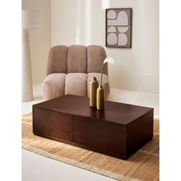 Couchtisch "Lareen", braun, B:110cm H:32cm T:60cm, LeGer Home by Lena Gercke, Tische, Couchtisch, Eschenfurnier, glatt lackiert, 2 Schubladen, Breite 110 cm