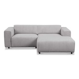 Ecksofa Home Affaire "Noord mit Kedernaht, Breite 234 cm, L-Form", grau (ligh grau), B:234cm H:71cm T:161cm, 94% Polyester; 6% Nylon, Sofas, Ecksofa, Cord, Struktur, Webstoff, mit Wellenunterfederung, Massivholzrahmen