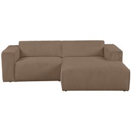 Ecksofa Home Affaire "Noord mit Kedernaht, Breite 234 cm, L-Form", braun, B:234cm H:71cm T:161cm, 94% Polyester; 6% Nylon, Sofas, Ecksofa, Cord, Struktur, Webstoff, mit Wellenunterfederung, Massivholzrahmen