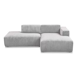 Ecksofa Home Affaire "Noord mit Kedernaht, Breite 227 cm, L-Form", grau (ligh grau), B:227cm H:71cm T:161cm, 94% Polyester; 6% Nylon, Sofas, Ecksofa, Cord, Struktur, Webstoff, mit Wellenunterfederung, Massivholzrahmen