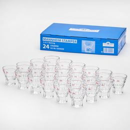 Schnapsglas Van Well "Stamper Mannheim 2cl Rotring geeicht, 24 St&uuml;ck", transparent, H:5,5cm &Oslash;:5cm, Glas, Trinkgef&auml;&szlig;e, geeicht, Rotring