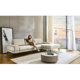 Ecksofa DIE PLANBAR "PN-EM20061, wahlweise frei im Raum stellbar", torro wei&szlig;, B:310cm H:86cm T:180cm, Sofas, Ecksofa, wahlweise mit echt bezogenem R&uuml;cken und Sitztiefenverstellung
