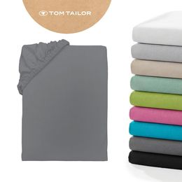 Spannbettlaken Tom Tailor HOME "Tom Tailor Jersey", grau, B:140cm L:200cm, Jersey, Obermaterial: 100% Baumwolle, Bettlaken, Spannbettlaken, ab Gr&ouml;&szlig;e 90x200 cm, Laken in hochwertiger Jersey Qualit&auml;t