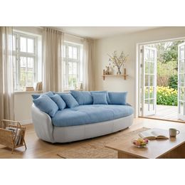 Big-Sofa COTTA "Aruba", azure, argent, B:238cm H:79cm T:140cm, Luxus-Microfaser (100% Polyester); Microfaser-Feinstruktur (pflegeleichte Microfaser, mit feiner Struktur, 100% Polyester), Sofas, Big-Sofa, gem&uuml;tliches Megasofa in XXL in organischer Form mit vielen Kissen