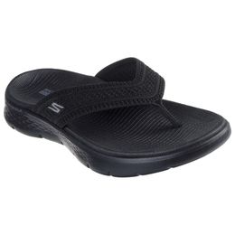 Zehentrenner Skechers "GO WALK FLEX SANDAL", Damen, Gr. 40, schwarz, Textil, Strukturmuster, unifarben, Schuhe Zehentrenner, Badeschuh, Strandschuh, Sommerschuh mit Goga Mat Fu&szlig;bett