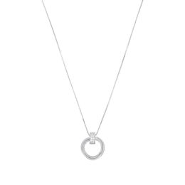 Kette mit Anh&auml;nger Amor "Kreis", silberfarben, wei&szlig;, Halsketten, Damen, Silber 925 (Sterlingsilber), L: 45 B: 0,6mm, mit Zirkonia (synth.), B:0,6mm