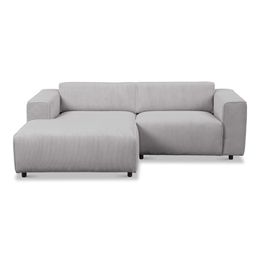 Ecksofa Home Affaire "Noord mit Kedernaht, Breite 234 cm, L-Form", grau (ligh grau), B:234cm H:71cm T:161cm, 94% Polyester; 6% Nylon, Sofas, Ecksofa, Cord, Struktur, Webstoff, mit Wellenunterfederung, Massivholzrahmen