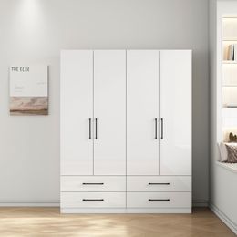 Kleiderschrank OTTO HOME "Sylt Schlafzimmerschrank Garderobe Schrank hochglanz", wei&szlig;, B:160cm H:200cm T:52cm, Holzwerkstoff, Schr&auml;nke, Kleiderschrank, Schrank in Breite 160 mit viel Stauraum