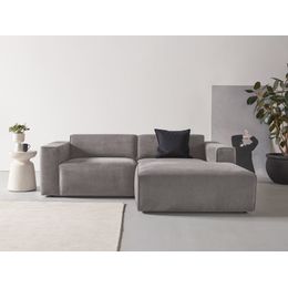 Ecksofa Home Affaire "Noord mit Kedernaht, Breite 234 cm, L-Form", grau, B:234cm H:71cm T:161cm, 94% Polyester; 6% Nylon, Sofas, Ecksofa, Cord, Struktur, Webstoff, mit Wellenunterfederung, Massivholzrahmen