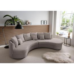 Ecksofa Home Affaire "Limoncello organische Formensprache, L-Form", grau (grau, braun), B:287cm H:76cm T:160cm, 100% Polyester, Sofas, Ecksofa, ergonomische Form