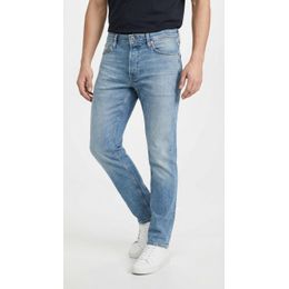 Jack & Jones Tapered-fit-Jeans JACK & JONES "JJIMIKE JJORIGINAL CJ SN", Herren, Gr. 32, L&auml;nge 34, blau denim, Denim/Jeans, Obermaterial: 98% Baumwolle, 2% Elasthan, unifarben, bequem lang, Jeans, mit Five-Pocket-Design