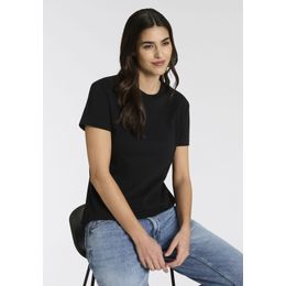 T-Shirt Replay, Damen, Gr. L, schwarz, Single Jersey, Obermaterial: 100% Baumwolle, unifarben, regular fit normal, Rundhals, abgesteppte Kante, Shirts T-Shirt, mit Rundhals, reine Baumwolle