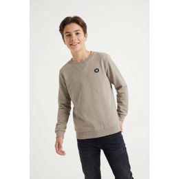 Sweatshirt name it "NKMVIMO f&uuml;r Jungen mit B&uuml;ndchen und klassischer Form", Jungen, Gr. 146/152, beige (pure cashmere), angeraute Sweatware, Obermaterial: 60% Baumwolle, 40% Polyester, unifarben, l&auml;ssig geschnitten h&uuml;ftlang, Rundhals, Rippb&uuml;ndchen, Sweatshirts Sweatshirt, unifarben, casual, regular fit, Baumwollmischung, Rundhals