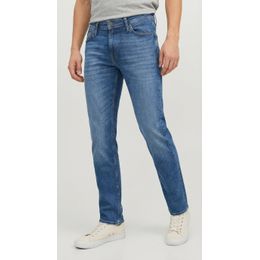 Jack & Jones Regular-fit-Jeans JACK & JONES "JJICLARK mit Used-Look und Stretch f&uuml;r den Alltag", Herren, Gr. 31, L&auml;nge 32, blau denim, Denim/Jeans, Obermaterial: 98% Baumwolle, 2% Elasthan, unifarben, regular fit lang, Jeans, mit Abriebeffekten