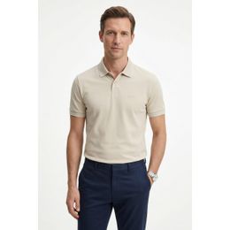 Poloshirt BOSS Green "Paul", Herren, Gr. L, beige (light beige274), Jersey, Obermaterial: 92% Baumwolle, 8% Elasthan, slim fit, hoch geschlossener Ausschnitt, eingesetzt B&uuml;ndchen kontrastfarben, Shirts, mit Polokragen