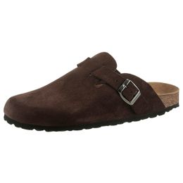 MAN'S WORLD Clog MAN'S WORLD, Herren, Gr. 42, braun (dunkelbraun), Veloursleder, Schuhe Clog, Schlappen, Sommerschuh, Hausschuh mit vorgeformtem Fu&szlig;bett