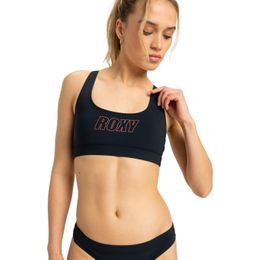 Bandeau-Bikini-Top Roxy "Roxy Active", Damen, Gr. XS, Cup B, grau (anthrazit), Obermaterial: 75% Nylon, 25% Elasthan;, Bikini-Oberteile