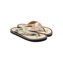 Calceo Zehentrenner in Beige/ Bunt - 77% | Gr&ouml;&szlig;e 42 | Damen-sandalen
