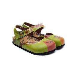 Calceo Halbsandalen in Gr&uuml;n/ Bunt - 68% | Gr&ouml;&szlig;e 36 | Damen-sandalen