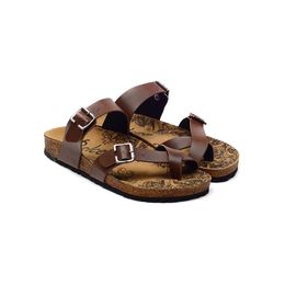 Calceo Zehentrenner in Braun - 74% | Gr&ouml;&szlig;e 42 | Damen-sandalen