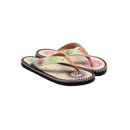 Calceo Zehentrenner in Beige/ Bunt - 75% | Gr&ouml;&szlig;e 42 | Damen-sandalen