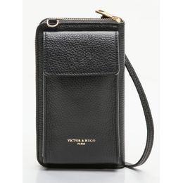 Victor & Hugo Paris Leder-Handytasche "Nicki" in Schwarz - (B)11 x (H)22 x (T)2 cm - 75% | Damen-handytaschen