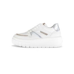 Gabor Leder-Sneakers in Wei&szlig;/ Silber - 55% | Gr&ouml;&szlig;e 40,5 | Damen-sneakers