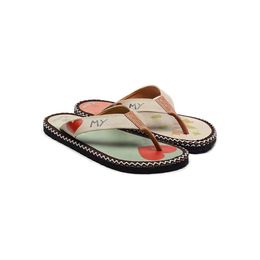 Calceo Zehentrenner in Beige/ Bunt - 76% | Gr&ouml;&szlig;e 38 | Damen-sandalen