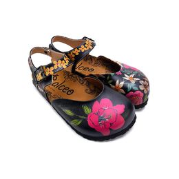 Calceo Halbsandalen in Schwarz/ Bunt - 68% | Gr&ouml;&szlig;e 35 | Damen-sandalen