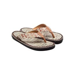 Calceo Zehentrenner in Beige/ Bunt - 75% | Gr&ouml;&szlig;e 42 | Damen-sandalen