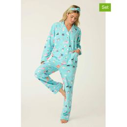 PJ Salvage 3tlg. Pyjama-Set in T&uuml;rkis - 61% | Gr&ouml;&szlig;e XL | Damen-loungewear