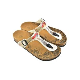 Calceo Zehentrenner in Beige/ Bunt - 74% | Gr&ouml;&szlig;e 36 | Damen-sandalen