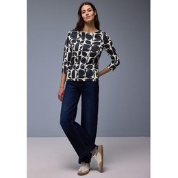 Street One Longsleeve in Dunkelblau/ Wei&szlig; - 36% | Gr&ouml;&szlig;e 34 | Damen-tops