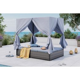 Ambia Garden Sonneninsel, Grau, Metall, Kunststoff, Textil, 135x180x197 cm, wetterfest, Gartenm&ouml;bel, Gartenliegen