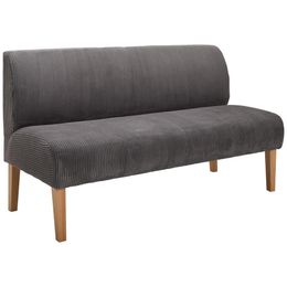 Sitzbank, Anthrazit, Holz, Textil, Buche, massiv, 3-Sitzer, 163x88x75 cm, Stoffauswahl, mit R&uuml;ckenlehne, Esszimmer, B&auml;nke, Sitzb&auml;nke