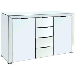 Mid.you Sideboard, Klar, Metall, 4 Schublade(n) Schubladen, 130x83x41 cm, Wohnzimmer, Kommoden & Sideboards, Sideboards