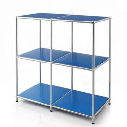 Floordirekt Standregal Concept Epure Mk-027, Blau, Metall, 78x82x40 cm, stehend, Wohnzimmer, Regale, B&uuml;cherregale