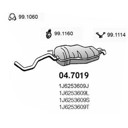 Asso Endschalld&auml;mpfer 04.7019 f&uuml;r VW SEAT AUDI 1J6253609CC 1J3253609L 1J6253609S