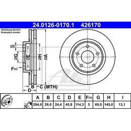 ATE Bremsensatz-Vorn und hinten SG00000D8M Bremsensatz, Scheibenbremse vorne rechts links bel&uuml;ftet 262mm f&uuml;r MITSUBISHI PEUGEOT JEEP FIAT CITRO&Euml;N CHRY