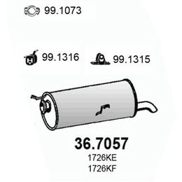 Asso Endschalld&auml;mpfer 36.7057 f&uuml;r PEUGEOT TALBOT CITRO&Euml;N 1739H9 9805296880 1726KE