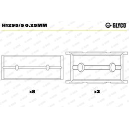 GLYCO Kurbelwellenlager H1295/5 0.25MM f&uuml;r OPEL CHEVROLET SUZUKI