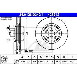 ATE Bremsensatz-Vorderachse SG00000CVL Bremsensatz, Scheibenbremse vorne hinten rechts links bel&uuml;ftet 320mm f&uuml;r RENAULT INFINITI SUZUKI NISSAN 4320031