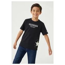 T-Shirt Converse "CNVB LG DCTP HIT GFX TEE", Jungen, Gr. 164/170 (176), schwarz, Obermaterial: 60% Baumwolle, 40% Polyester, Rundhals, Shirts T-Shirt, f&uuml;r Kinder und Jugendliche, sportlicher Stil, Kurzarmdesign