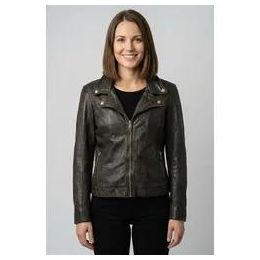 Lederjacke Mauritius "MWEvina", Damen, Gr. L (40), antique schwarz, Obermaterial: 100% Schafsleder. Futter: 100% Baumwolle. &Auml;rmelfutter: 100% Polyester, Antik-Look, regular fit normal, abgesteppt, Jacken, mit Reverskragen