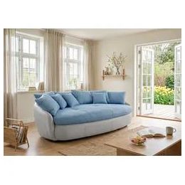 Big-Sofa COTTA "Aruba", azure, argent, B:238cm H:79cm T:140cm, Luxus-Microfaser (100% Polyester); Microfaser-Feinstruktur (pflegeleichte Microfaser, mit feiner Struktur, 100% Polyester), Sofas, Big-Sofa, gem&uuml;tliches Megasofa in XXL in organischer Form mit vielen Kissen