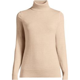 LANDS' END Merino-Rollkragenpullover, Damen,  Braun, Wolle, by Lands' End
