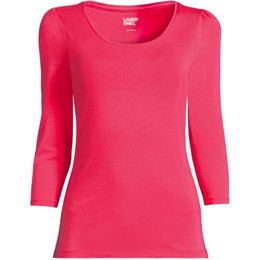LANDS' END Baumwolle/Modal-Shirt mit Ballettausschnitt und 3/4-Puff&auml;rmeln, Damen,  Pink, Elasthan/Baumwoll-Mischung, by Lands' End