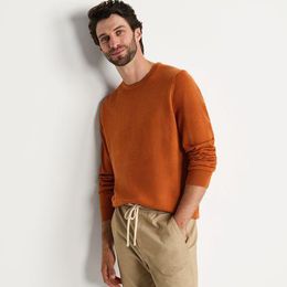 LANDS' END Merino-Pullover mit Rundhalsausschnitt, Herren,  Orange, by Lands' End